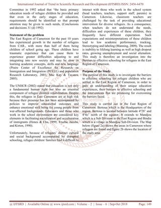 Migration and Education Experiences of Refugee Children in the East ...