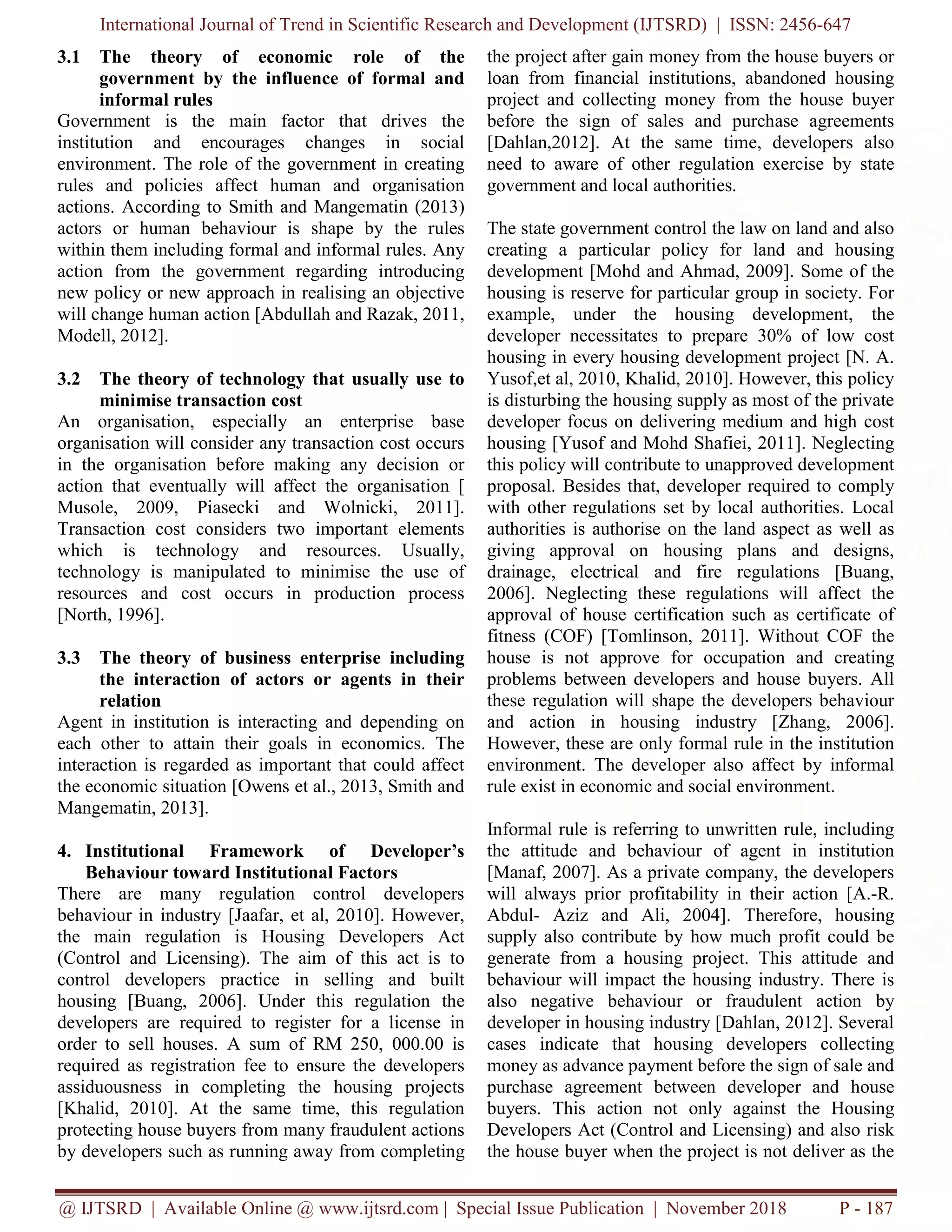 Institutional Element in Malaysia Housing Industry | PDF