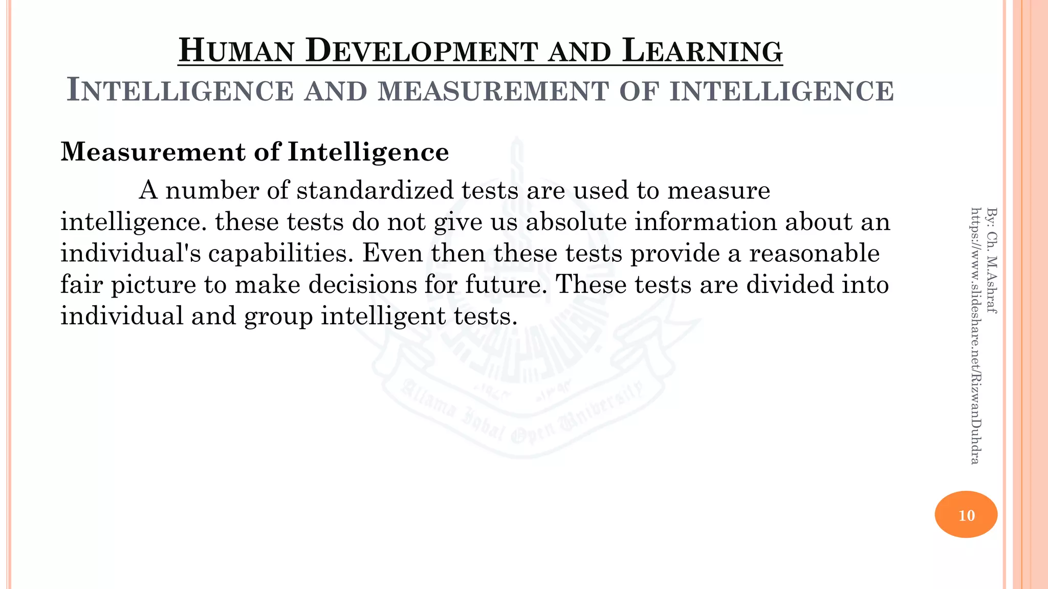 Intelligence and measurement of intelligence | PDF