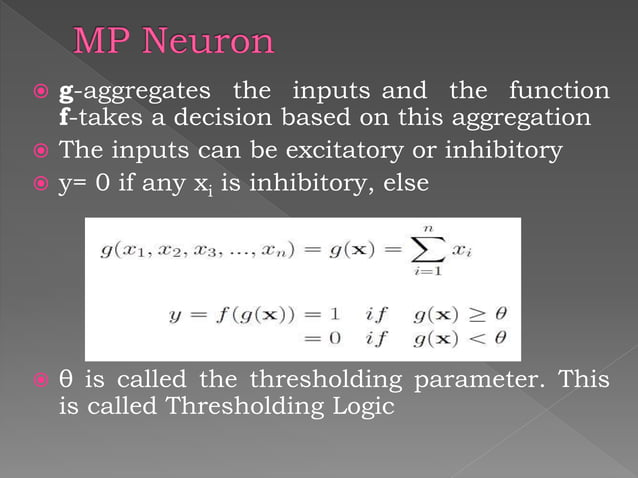 Mc Culloch Pitts Neuron | PPTX | Artificial Intelligence | Technology & Computing