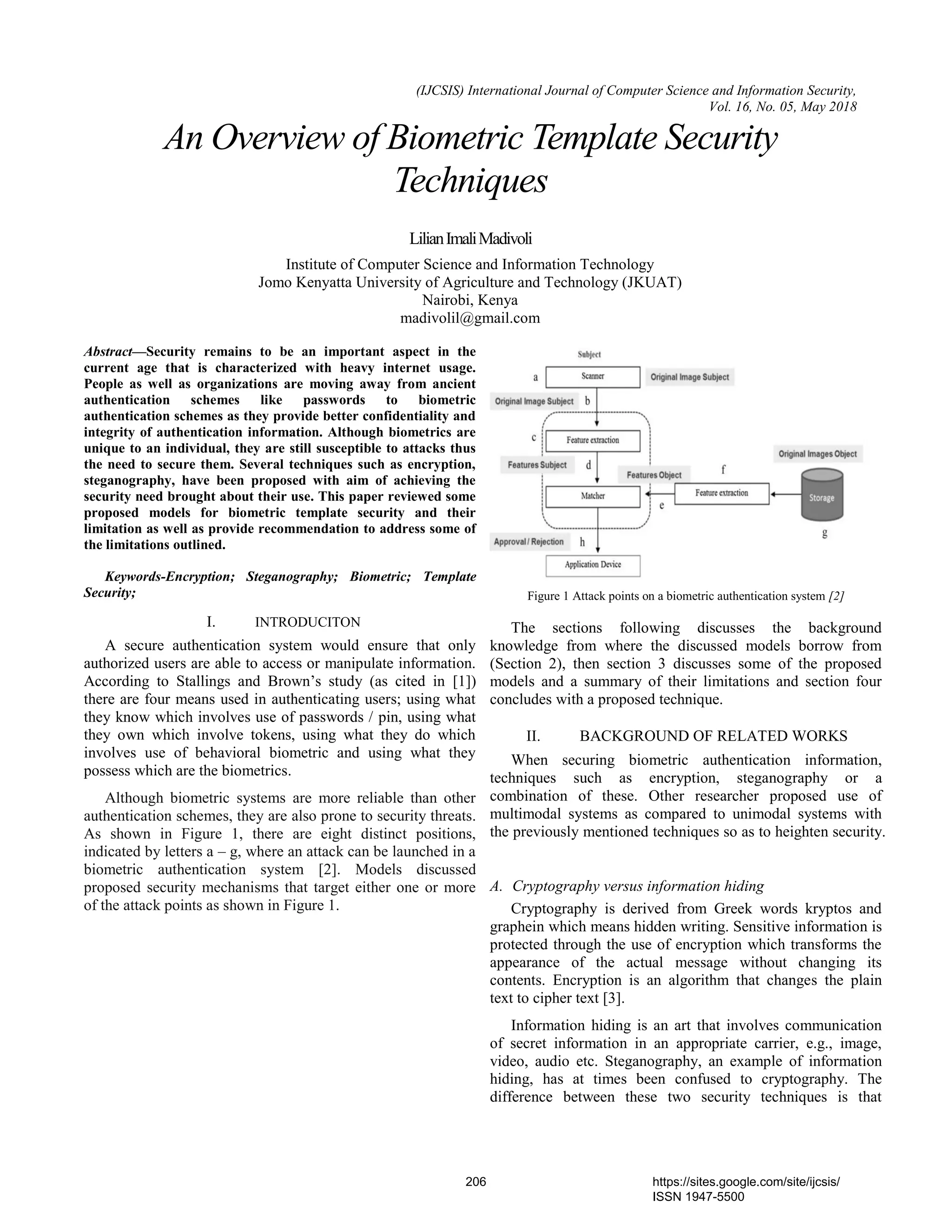 An Overview Of Biometric Template Security Techniques Pdf