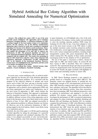 Hybrid Artificial Bee Colony Algorithm with Simulated Annealing for Numerical Optimization | PDF