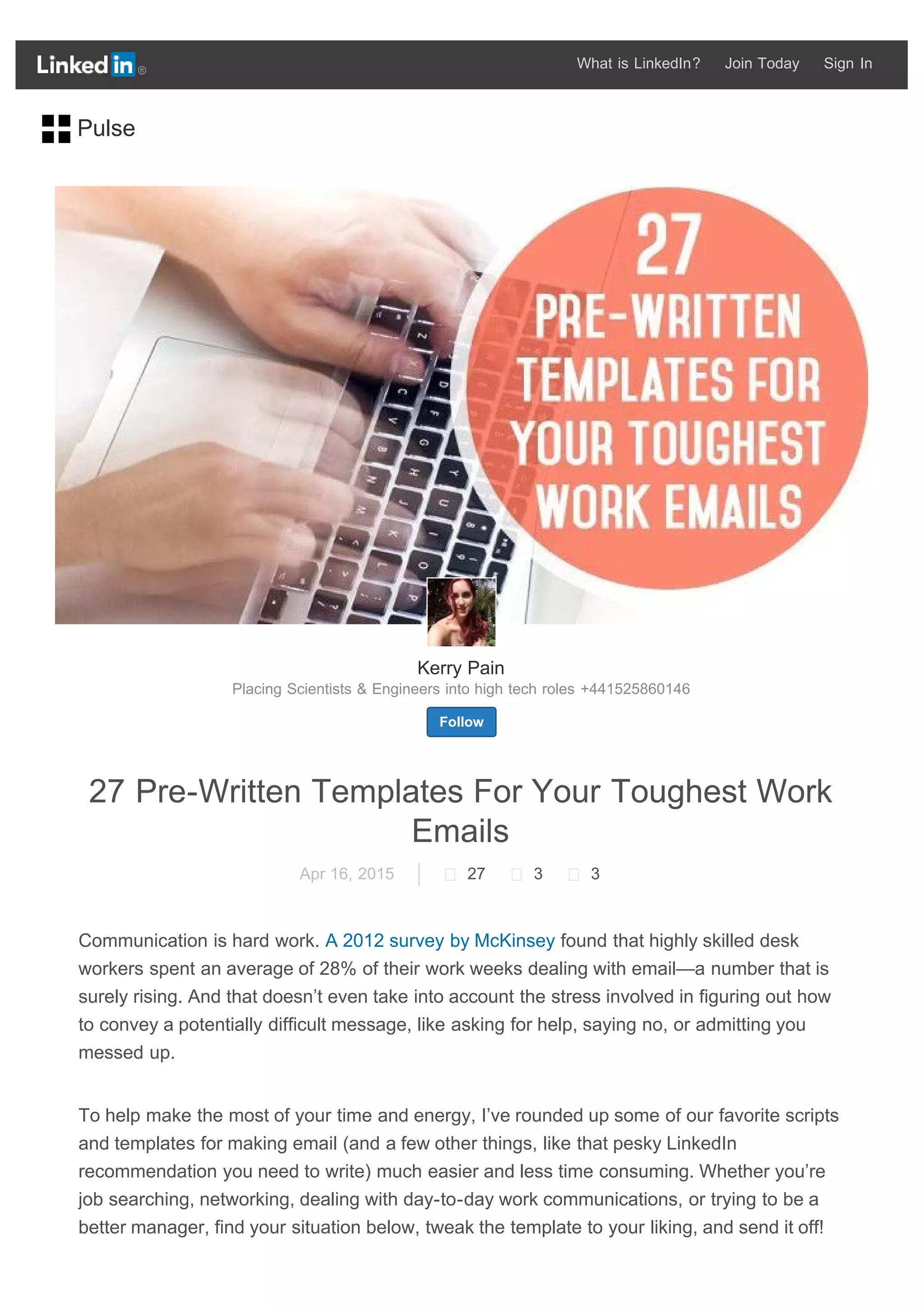 27 pre-written templates for your toughest work emails | PDF