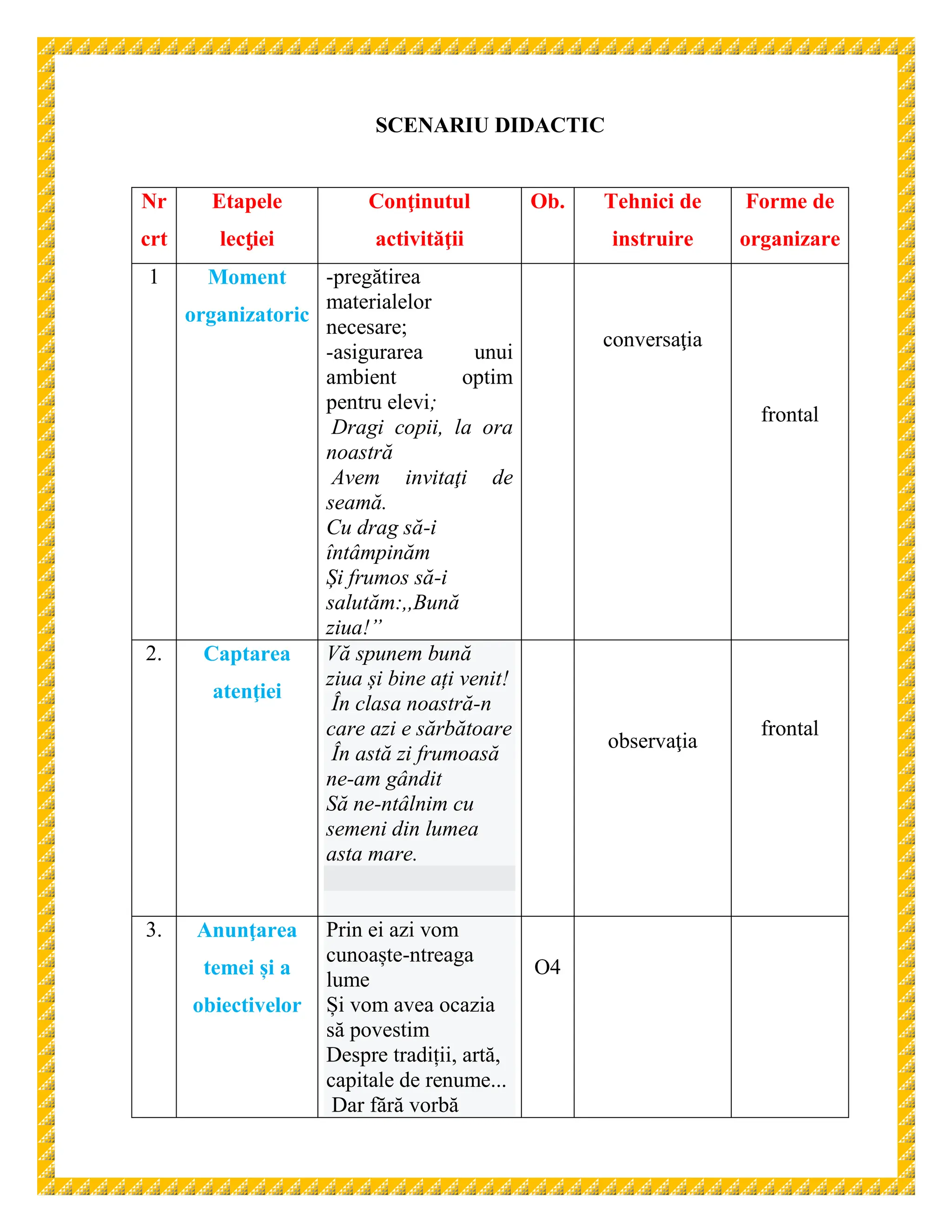 proiect de lectie Copiii din întreaga lume | DOC