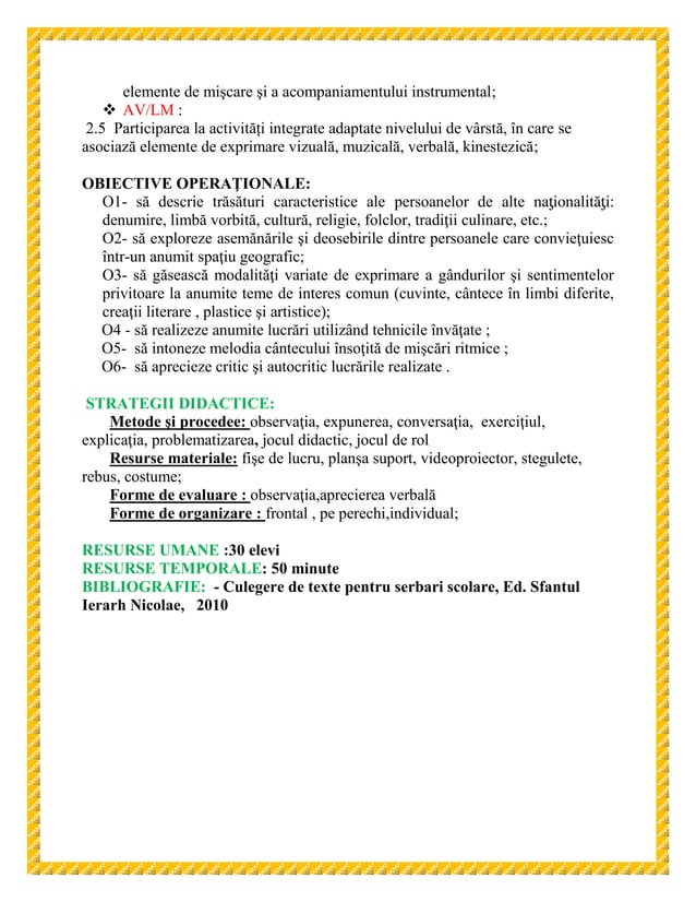 proiect de lectie Copiii din întreaga lume | DOC