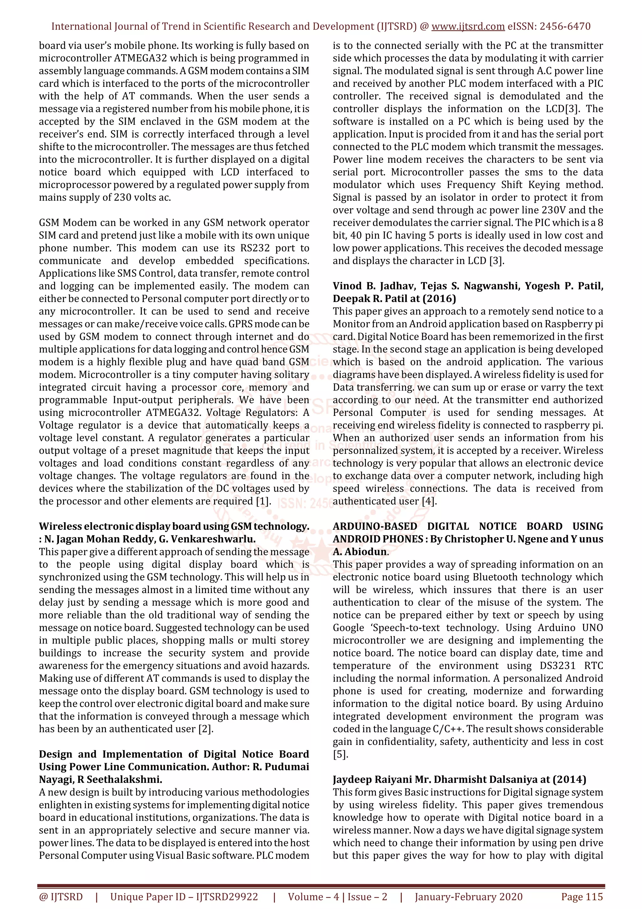 Research Paper on Digital Notice Board | PDF