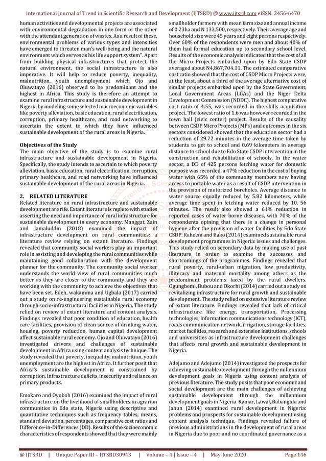 Rural Infrastructure and Sustainable Development in Nigeria | PDF