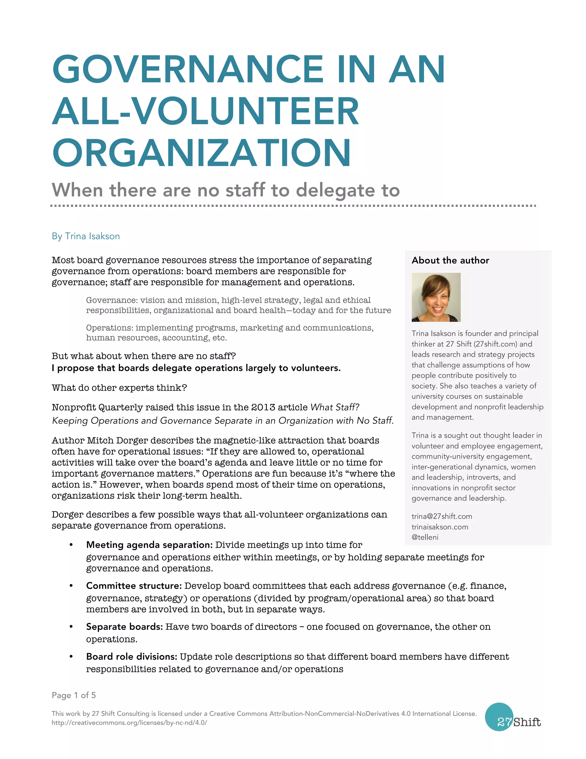 Governance in an all-volunteer organization | PDF