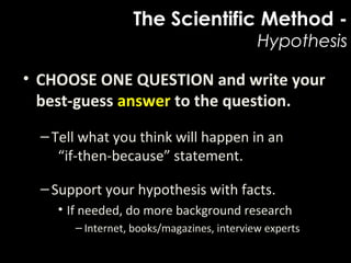 Science Inquiry: Question and Hypothesis | PPT