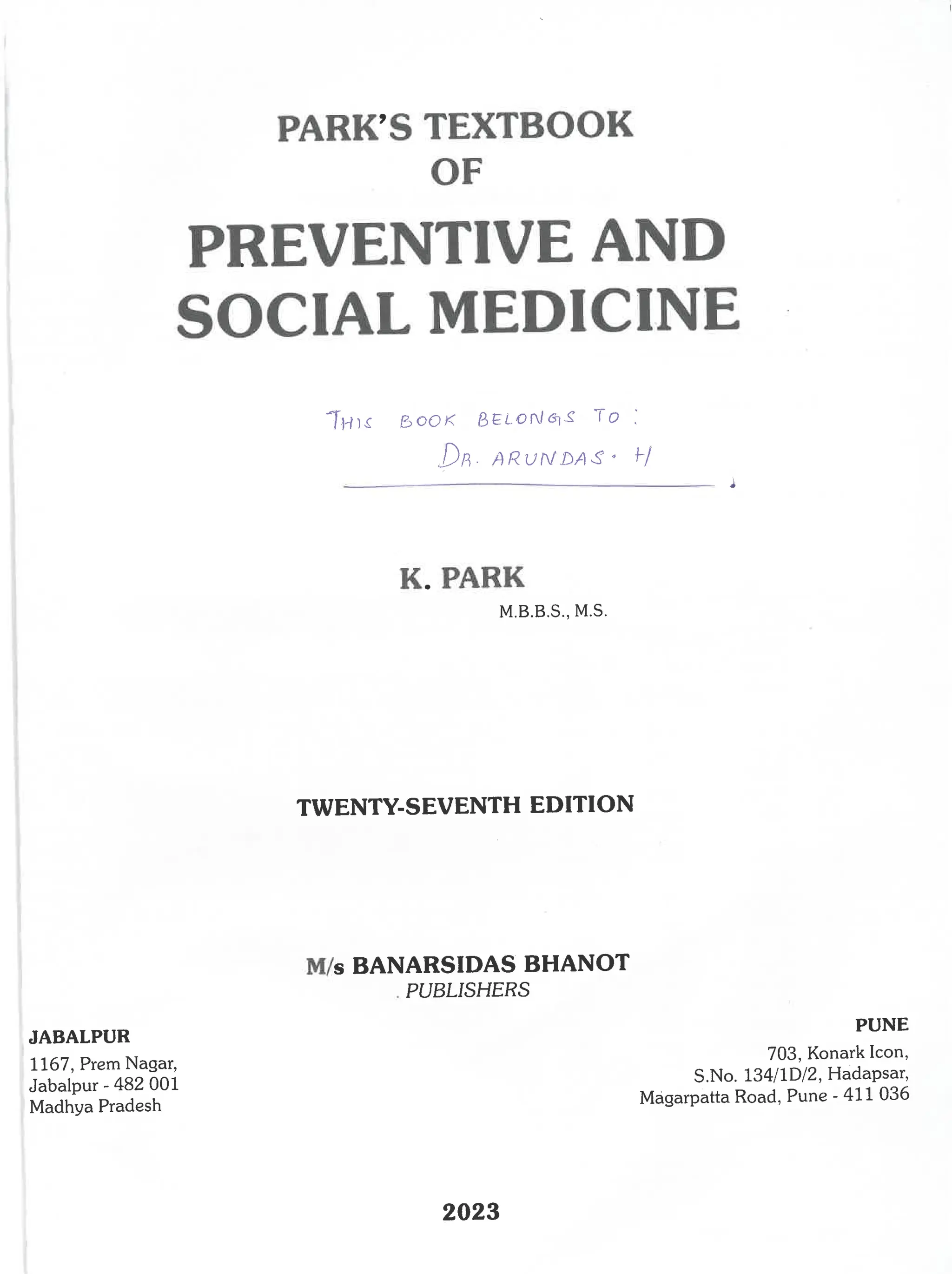 free Park’s Textbook of Preventive and Social Medicine (27th Edition ...