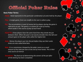 $100 underground e book - How to be a champion in online poker games | PPTX