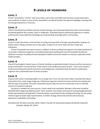 Hoarding by UNC - Chapel Hill School of Social Work | PDF
