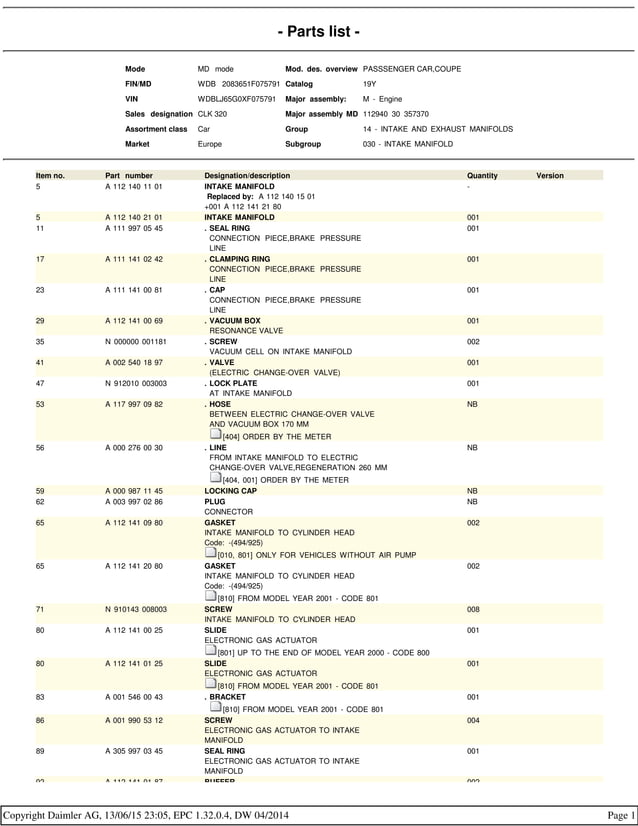 Mercedes benz m112 engine - epc | PDF | Luxury Cars | Auto Type