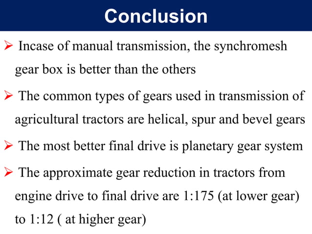 Power Transmission units in agricultural Tractors and their design ...