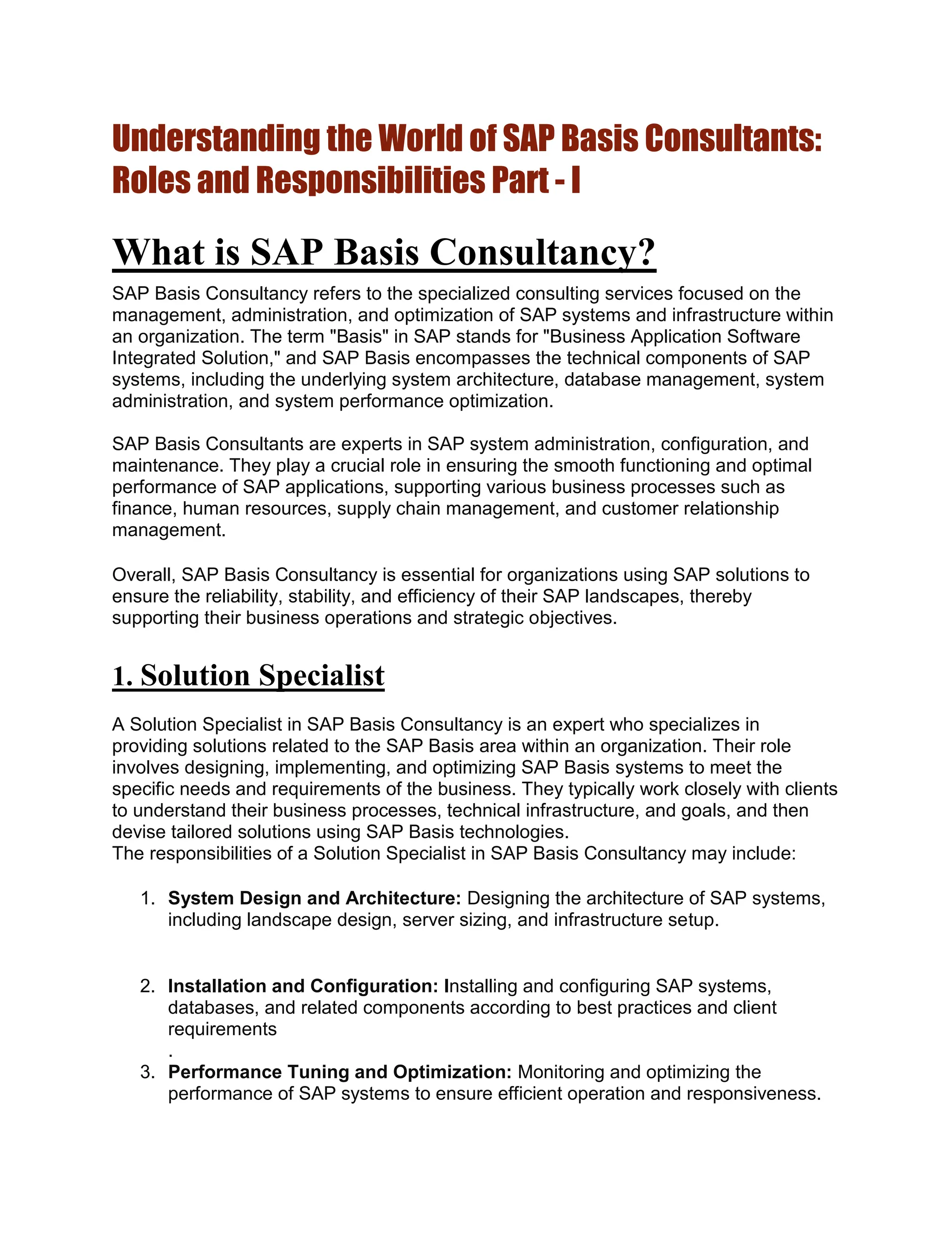 Understanding the World of SAP Basis Consultants: Roles and ...