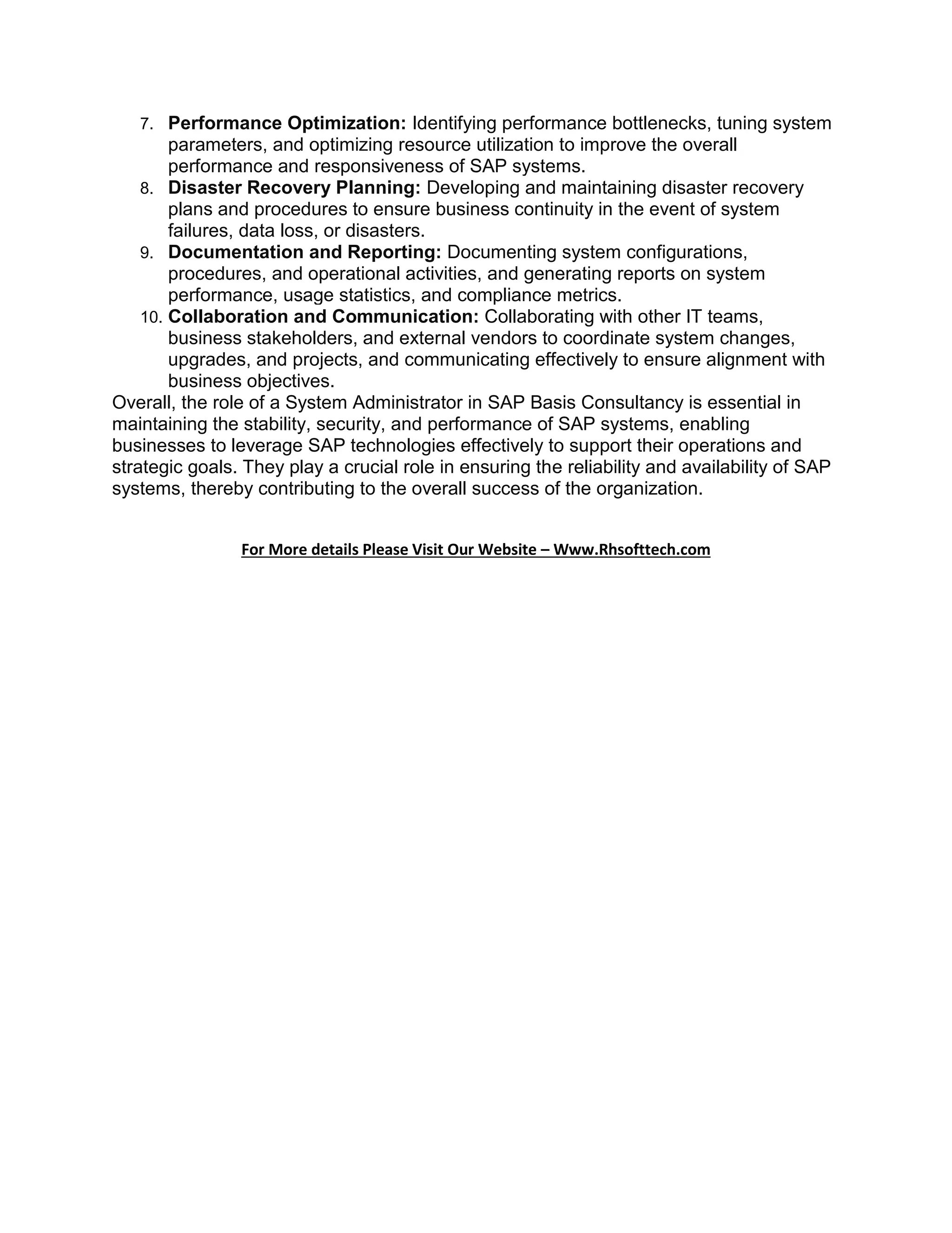 Understanding the World of SAP Basis Consultants: Roles and Responsibilities | PDF