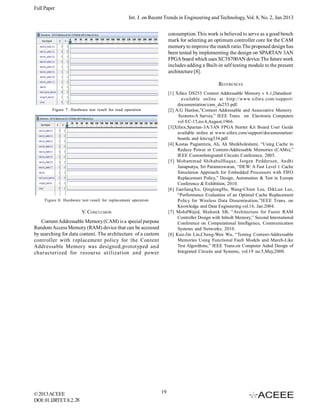 A Novel Architecture Design & Characterization of CAM Controller IP Core with Replacement Policy ...