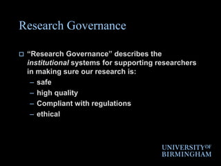Sean Jennings: Research Ethics and Governance | PPTX