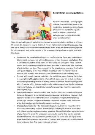 Basic kitchen cleaning guidelines | PDF | Home Appliances | Home & Garden