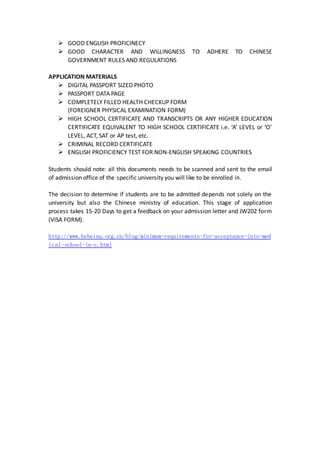 28. how to apply mbbs in china | PDF