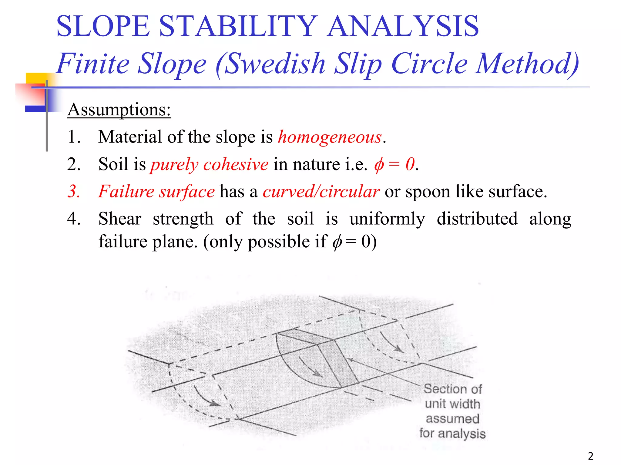 Geotechnical Engineering-II [Lec #28: Finite Slope Stability Analysis] | PPSX