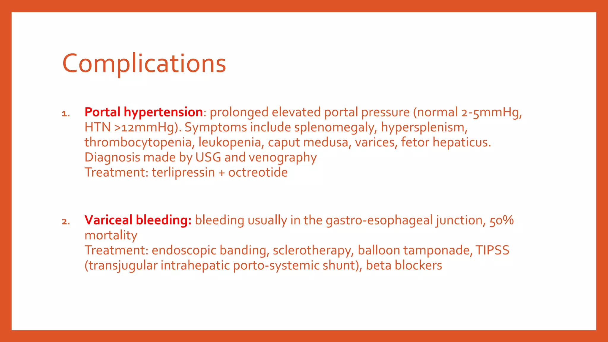 Liver cirrhosis (Causes, clinical manifestation, complications ...