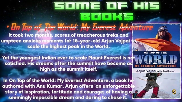 Presentation on Arjun Vajpai- One of The Youngest Mountaineers of India By Bhim Kumar | PDF ...