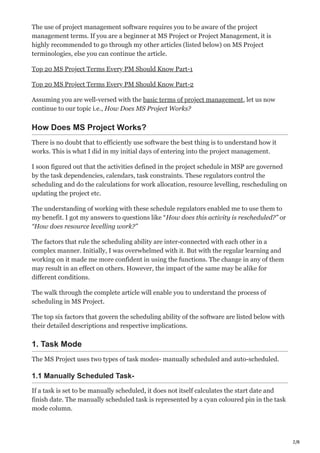 How Does MS Project Works 6- Task Controlling Factors | PDF