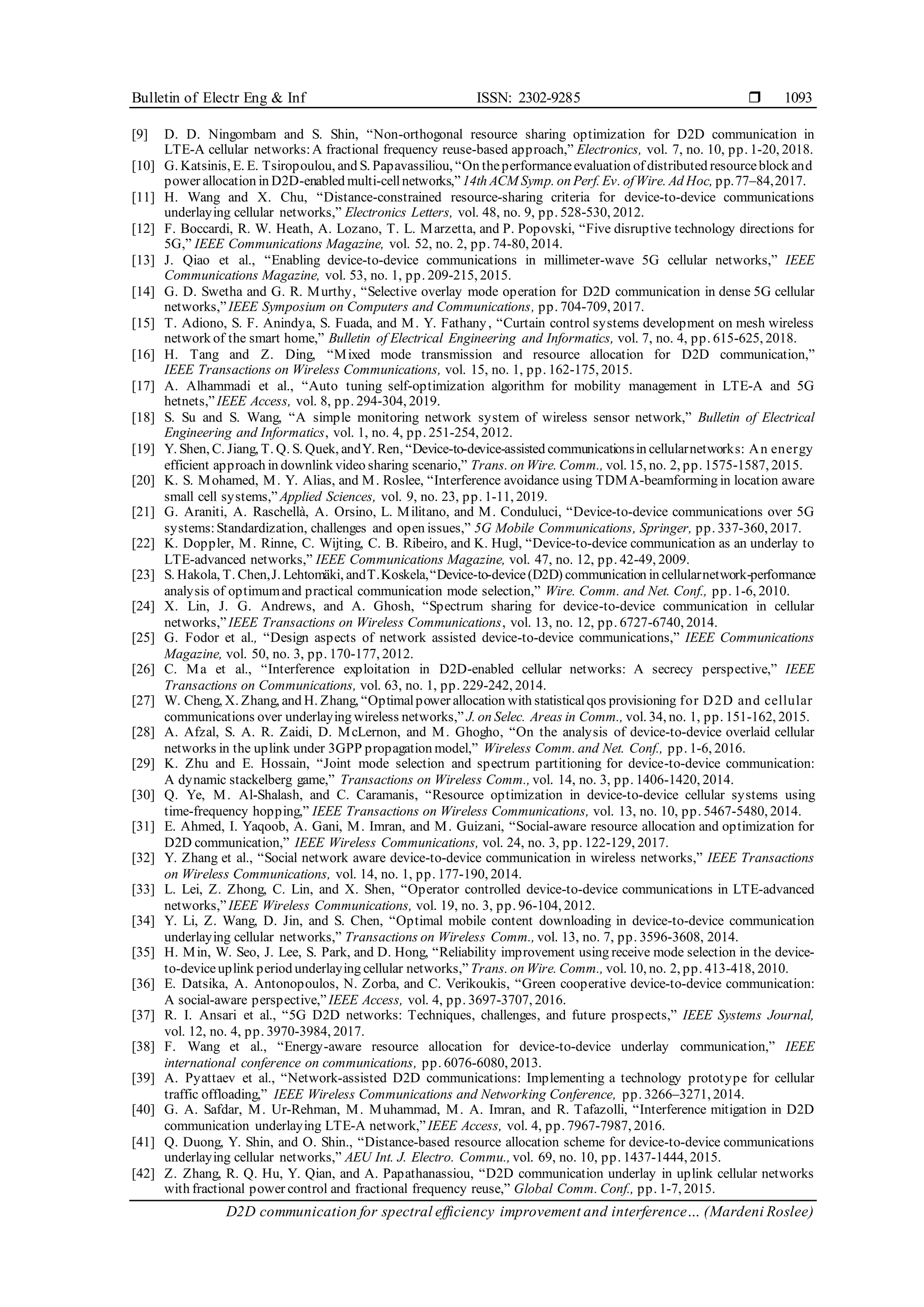 D2D communication for spectral efficiency improvement and interference reduction: A survey | PDF