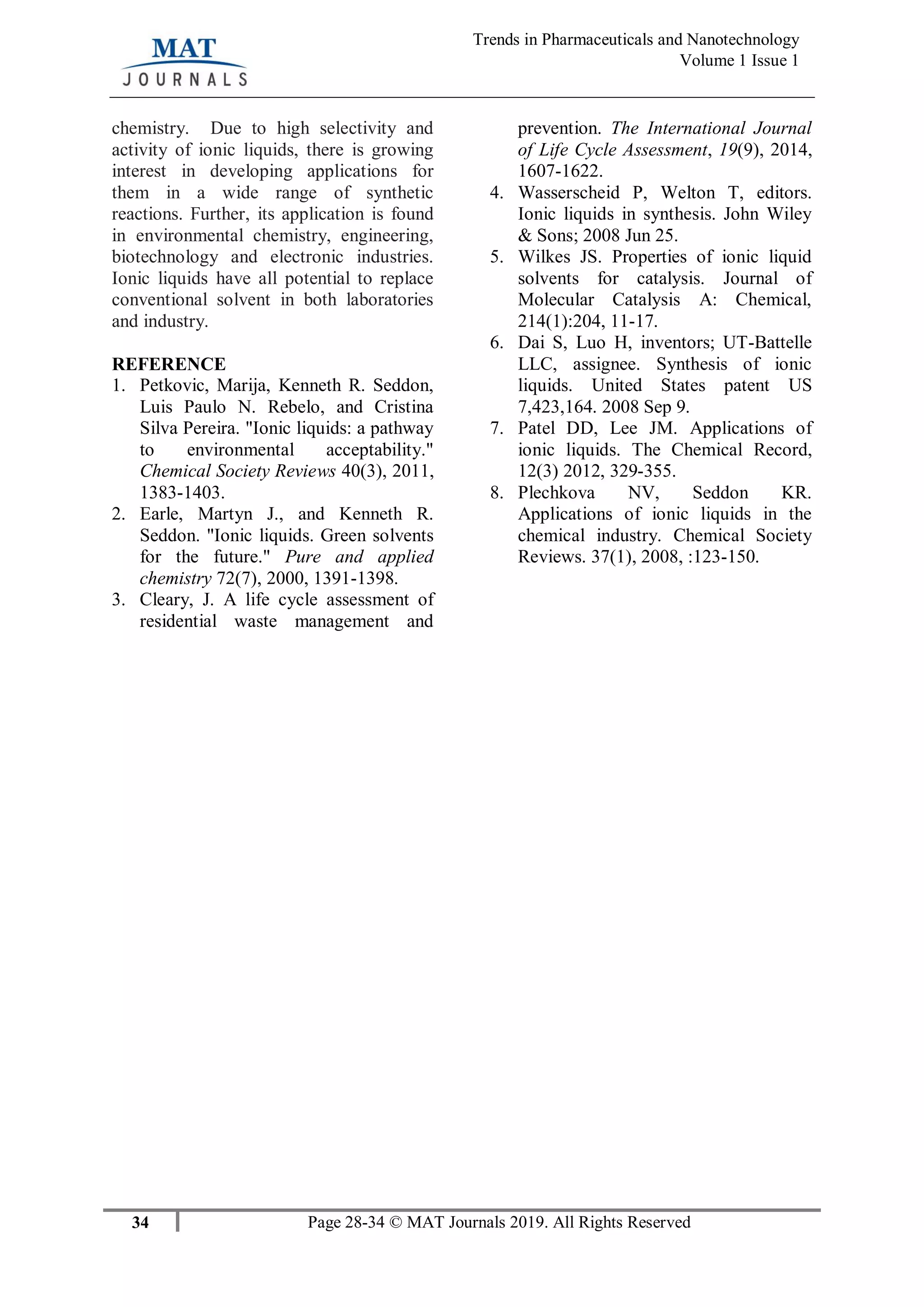 (28 34)ionic liquids a new trend in drug synthesis using green ...