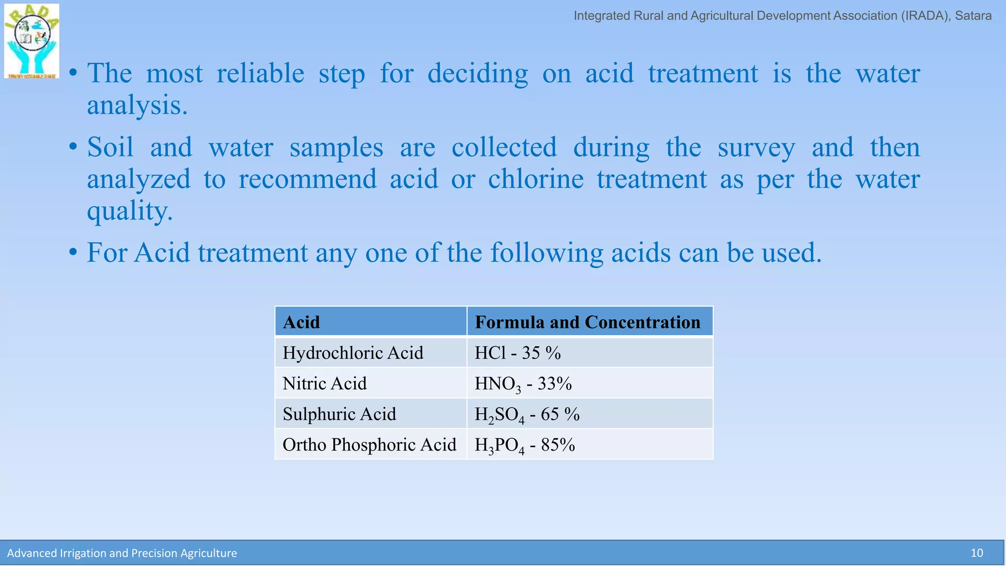 Chemical treatment for drip irrigation | PPTX