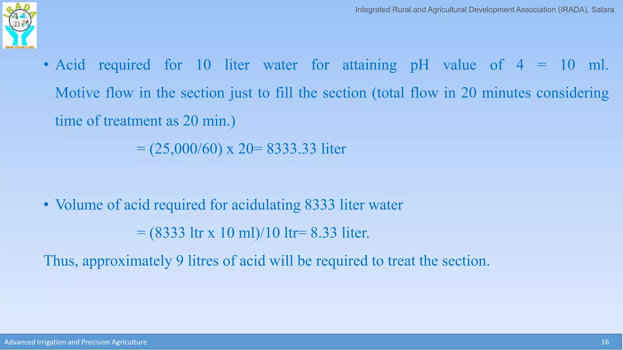 Chemical treatment for drip irrigation | PPTX