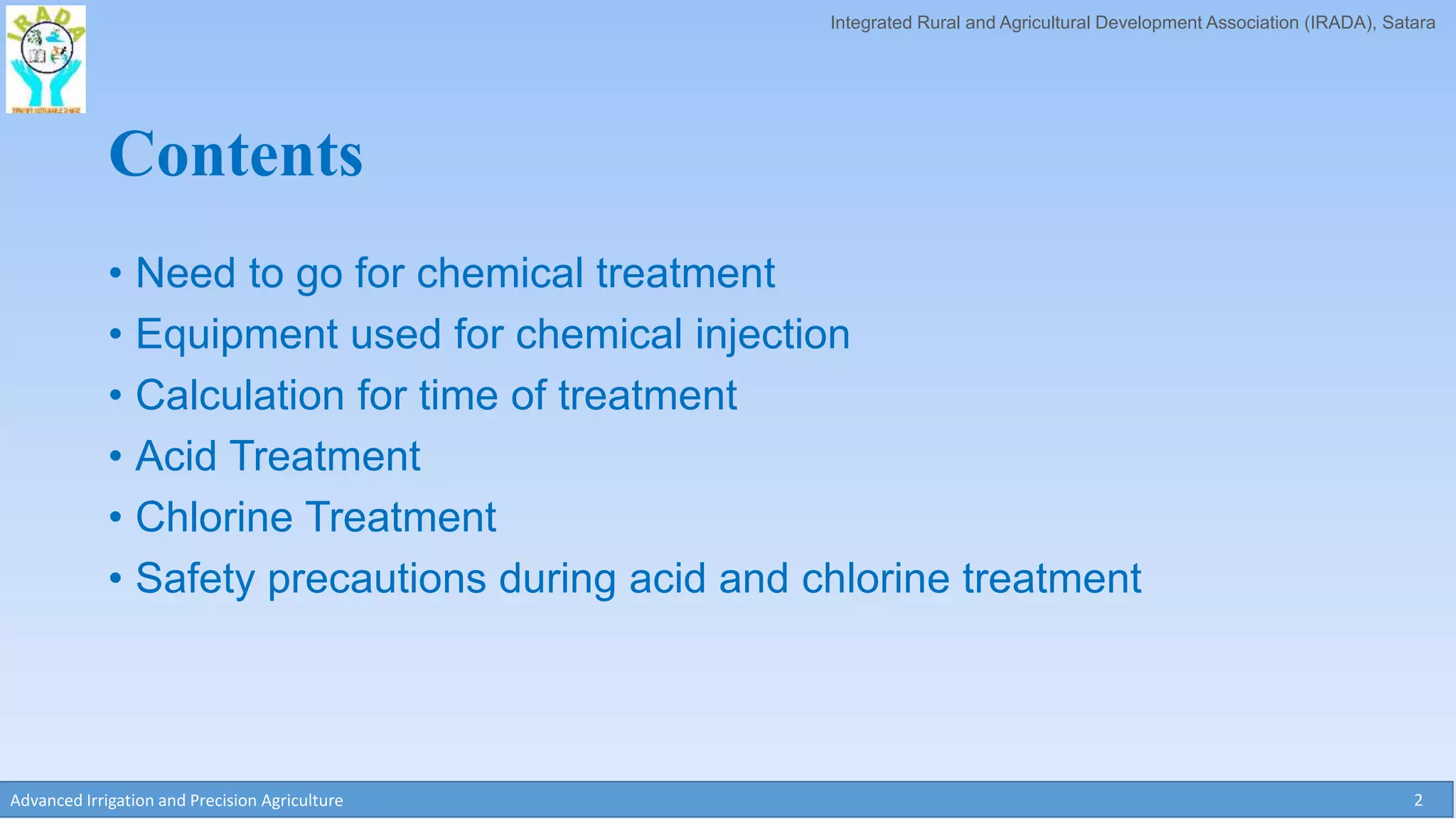 Chemical treatment for drip irrigation | PPTX