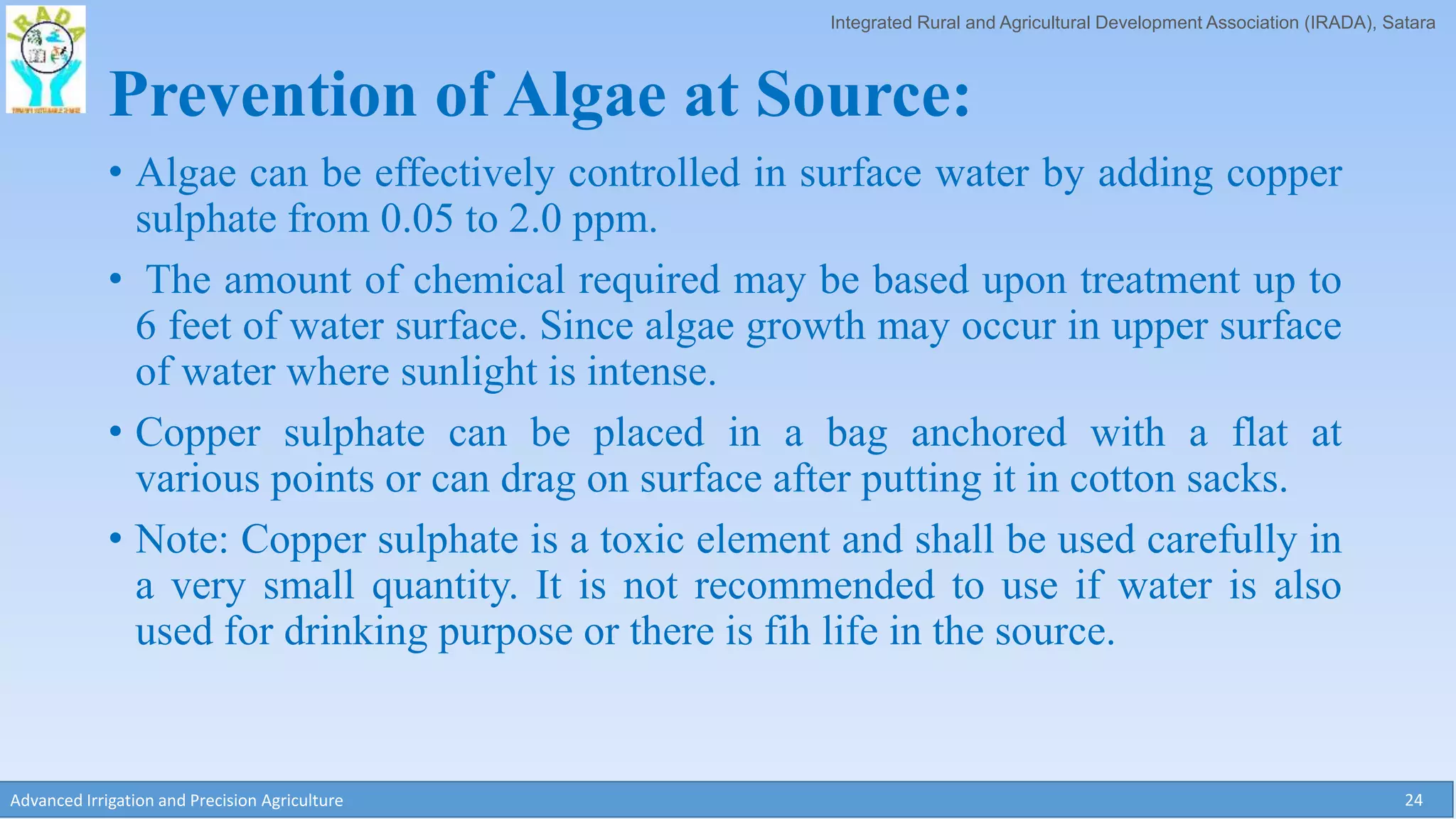 Chemical treatment for drip irrigation | PPTX