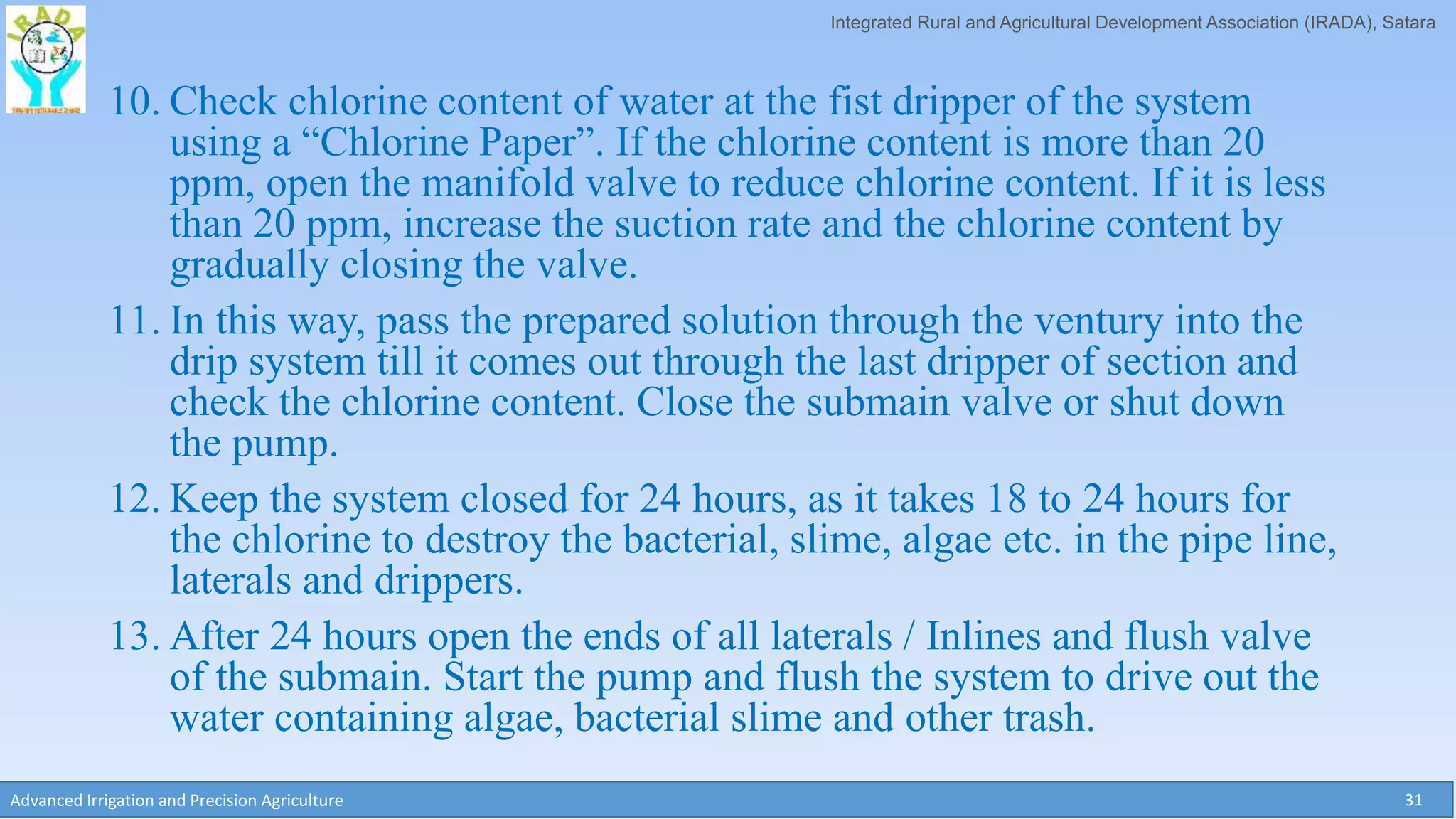 Chemical treatment for drip irrigation | PPTX