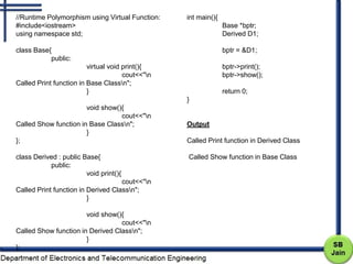 Comparison between runtime polymorphism and compile time polymorphism | PDF