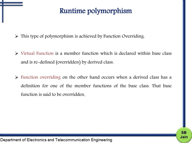 Comparison between runtime polymorphism and compile time polymorphism | PDF