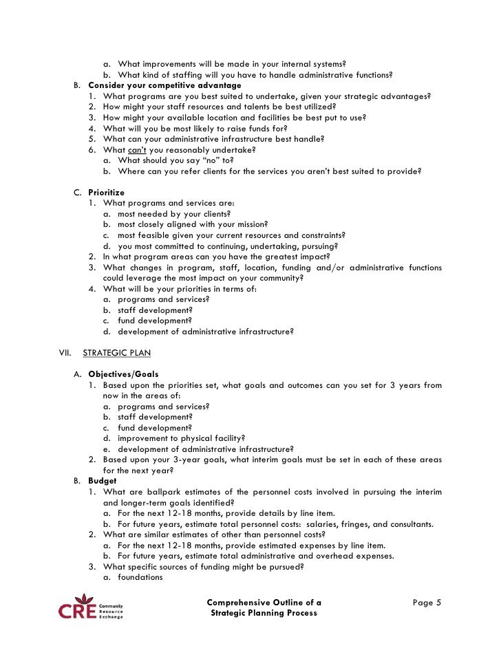 Comprehensive Plan Outline