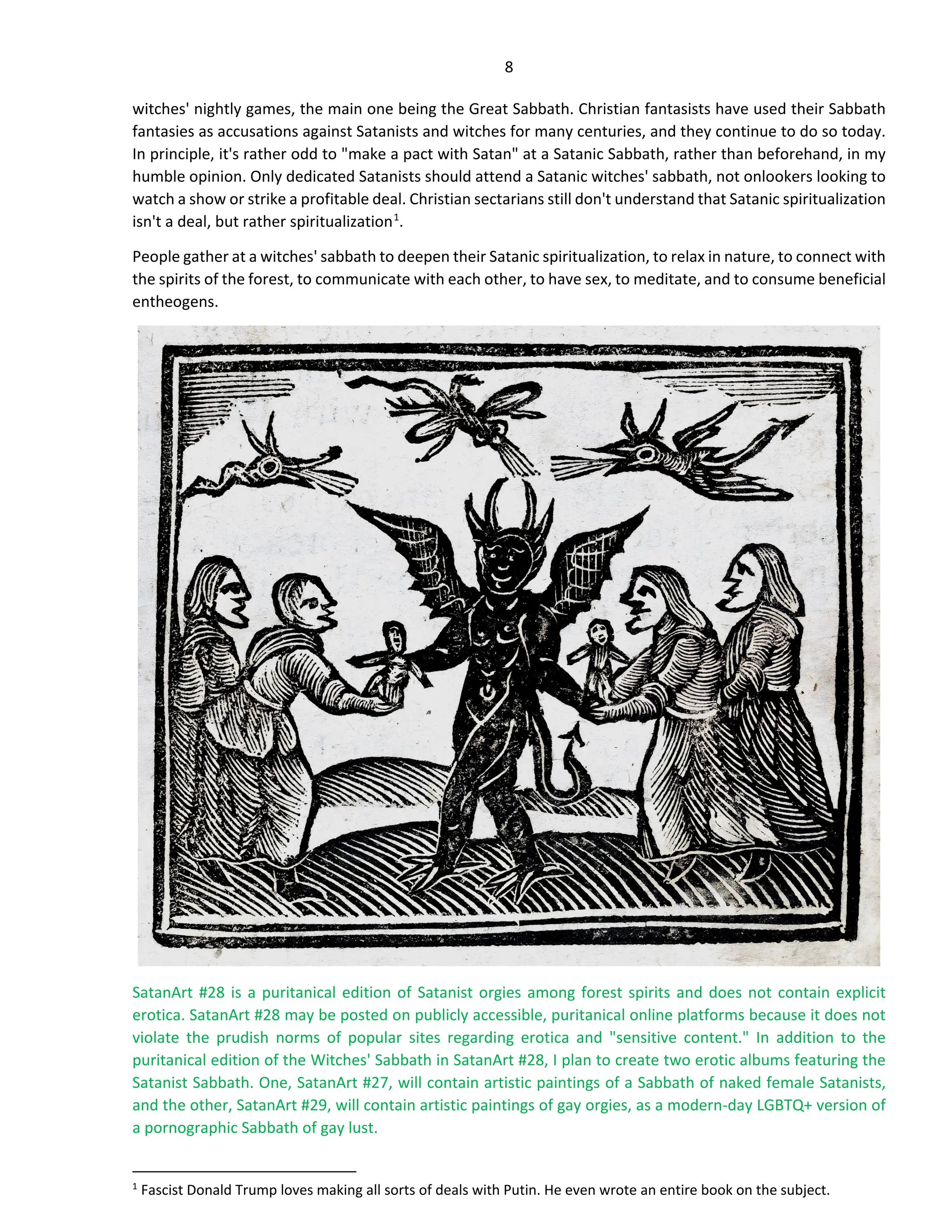 Satan's Witches sabbath in the woods, among trees and nature. Puritan ...