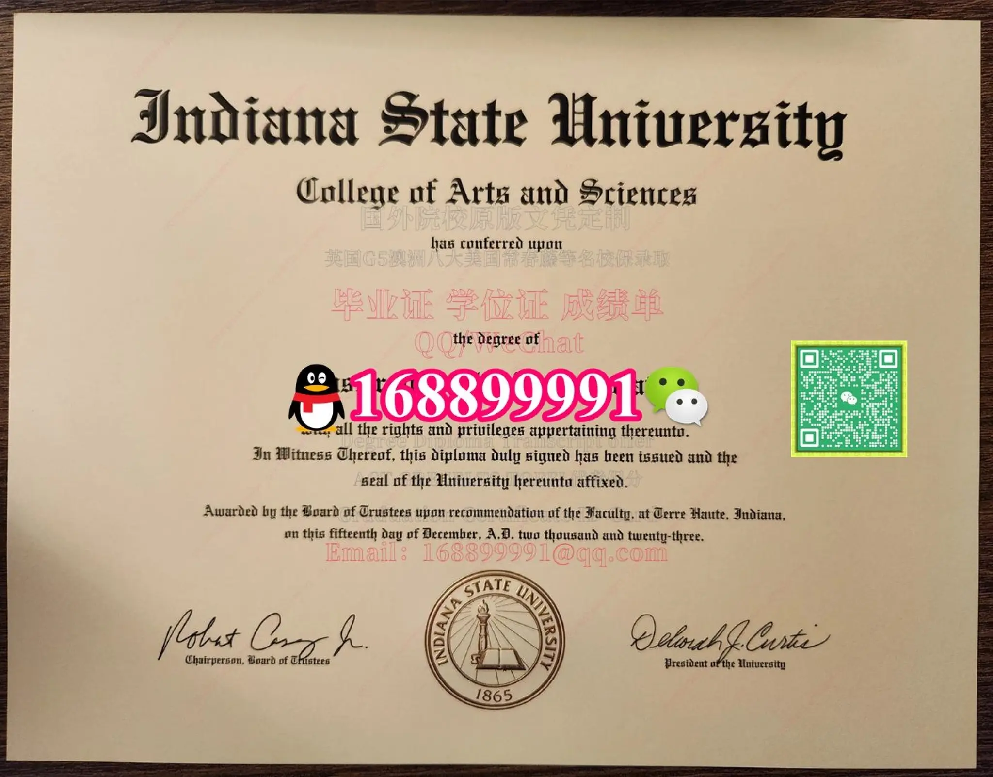 Indiana State University degree offer diploma Transcript | PDF ...