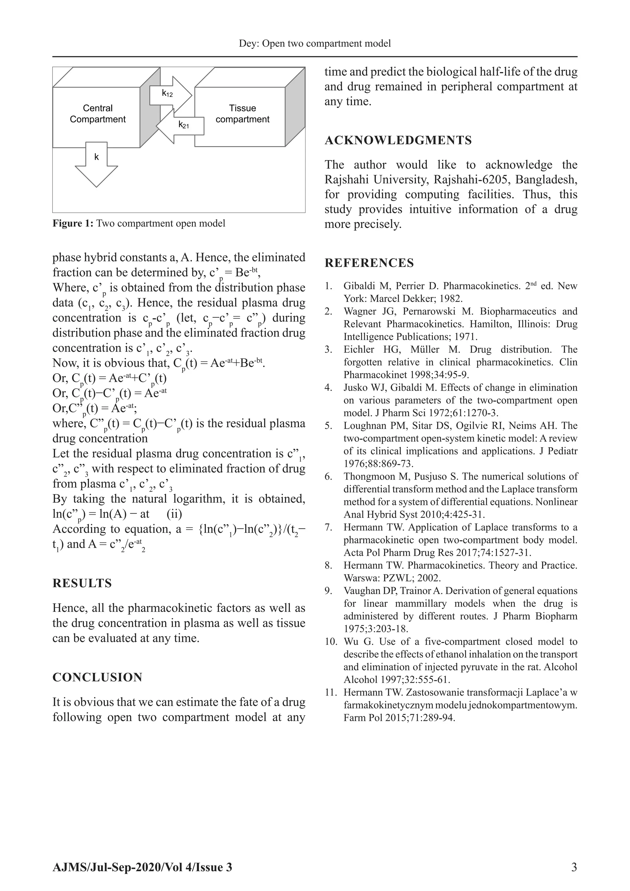 A Mathematical Review to Estimate the Fate of a Drug Following Open Two ...