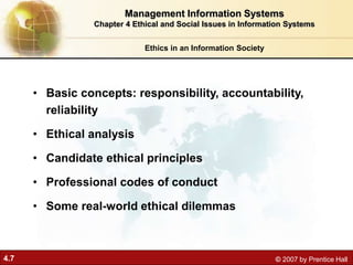 Ethicia and social issues in Information system | PPT