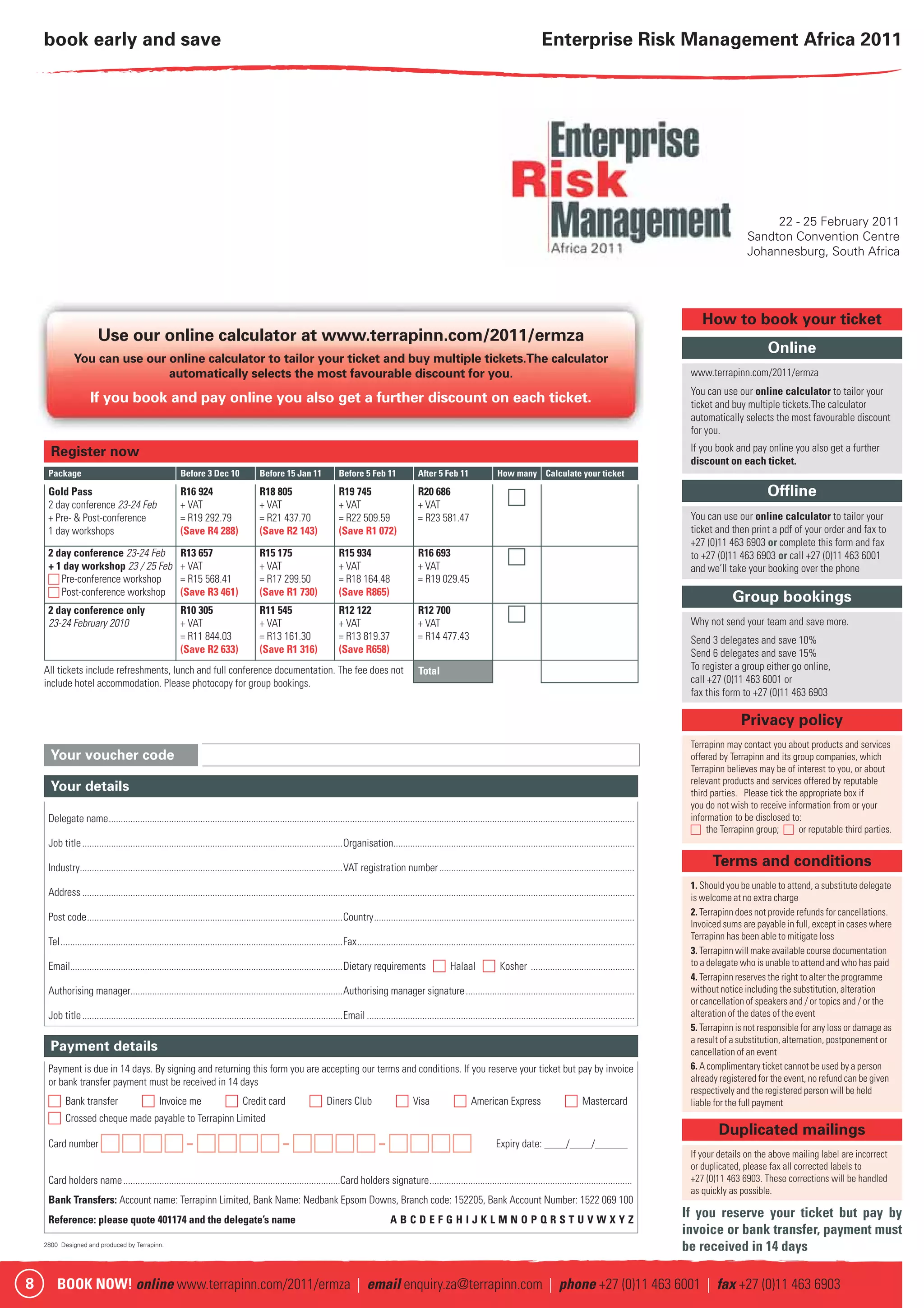 Enterprise Risk Management Africa 2011 brochure | PDF
