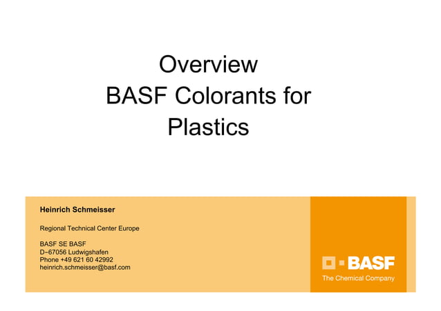 280302184-Colorants-for-Plastics-BASF.pdf | Chemistry | Science