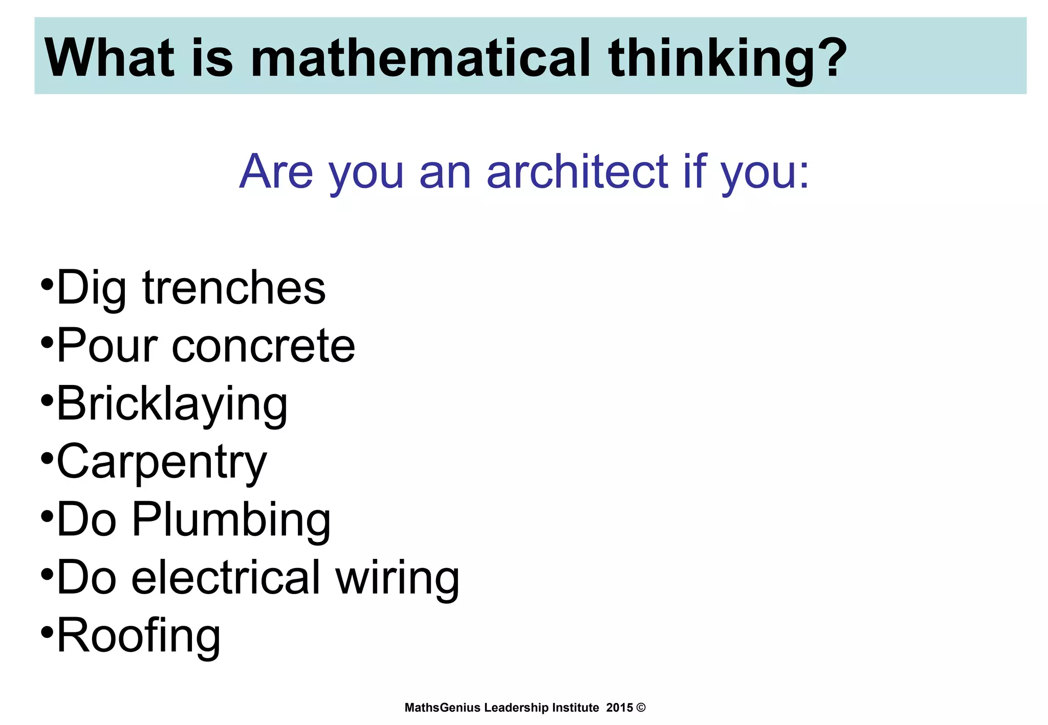 Mathematical Thinking for entrepreneurial success presentation | PPT