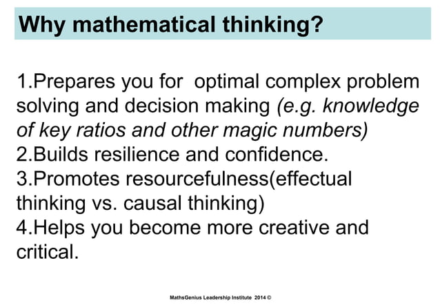 Mathematical Thinking for entrepreneurial success presentation | PPT ...