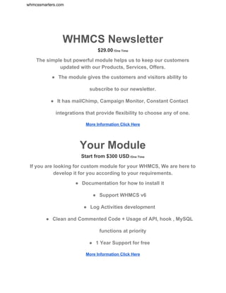 Whmcs Modules - Whmcs Smarters | PDF | Technology & Computing