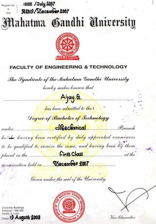 Btech Certificate | PDF