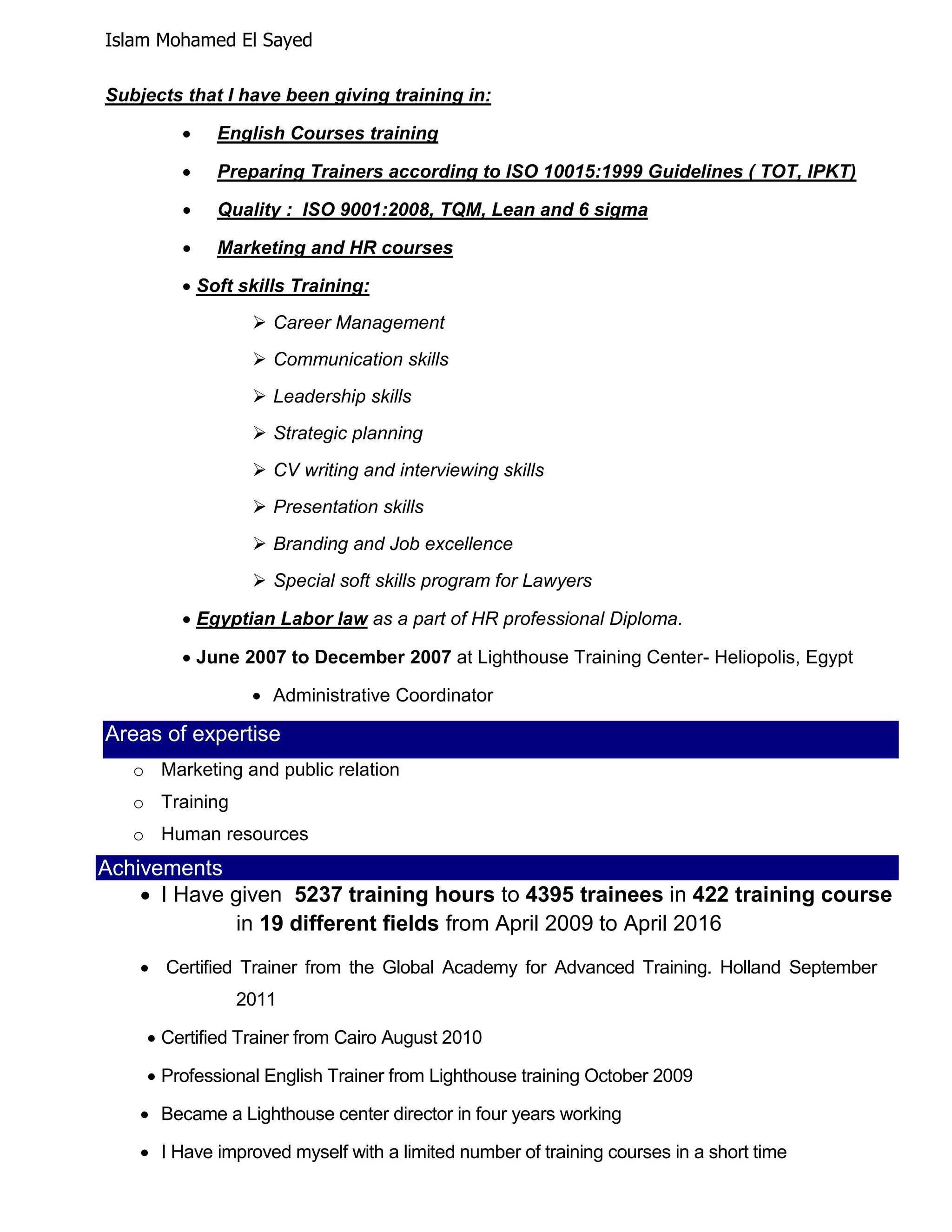 Islam Mohamed s Resume | PDF