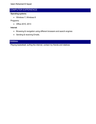 Islam Mohamed s Resume | PDF